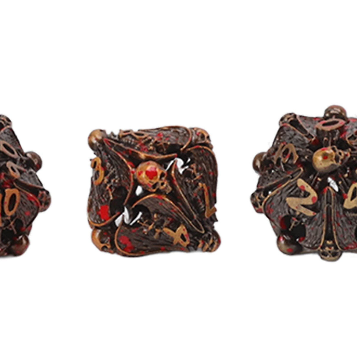Keenso 7pcs Metal Hollow Dice,Fine Copper Skeleton Polyhedral Metal Dice for Role Playing Board Games