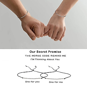 KGBNCE My Person Morse Code Bracelet Pinky Promise Couple Distance Matching Secret Message Friendship Handmade Adjustable Bracelet Jewelry for Women 2 Pieces