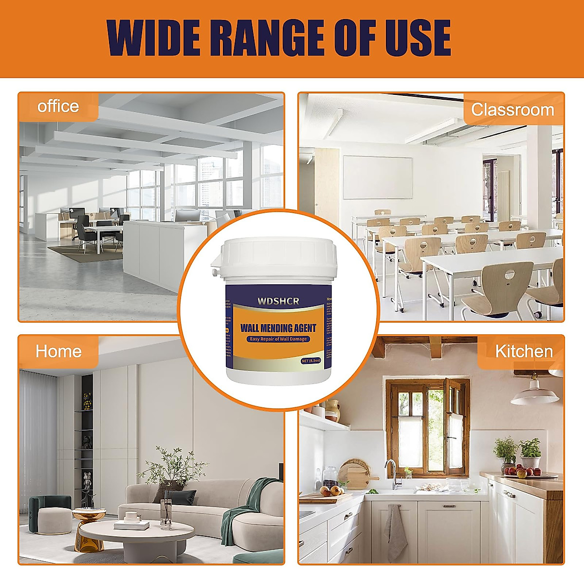 Drywall Repair Kit Drywall Hole Repair Patch Kits Wall Spackle Repair Paste with 8.5OZ White Wall Repair Putty with Scraper, Wall Surface Hole Fill Quick and Easy Solution (1Pack)