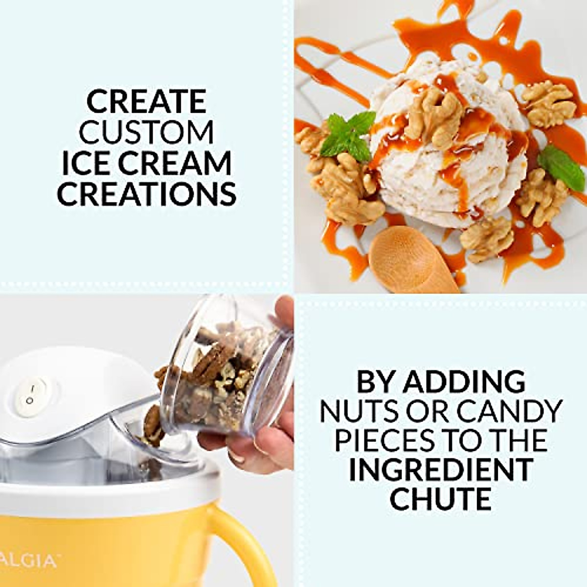 Nostalgia Electric Ice Cream Maker - Old Fashioned Soft Serve Ice Cream Machine Makes Frozen Yogurt or Gelato in Minutes - Fun Kitchen Appliance - Modern Style - Tan - 1.5 Quart