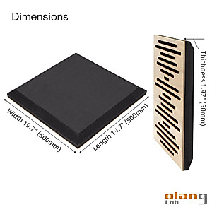 Olanglab Acoustic Wood Wall Panels, 2 Pack 19.6"x19.6" Sound Absorbing Panels Polyester Fiber, Oak Plywood Sound Panels, Self Adhesive 3D Wood Soundproof Wall Panel for Studio (Line1)