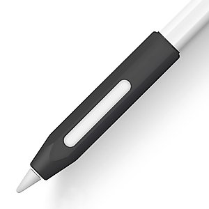 Grip Holder for Apple Pencil 2nd Generation Accessories,Protective Silicone Sleeve Cover Ergonomic Design Compatible with Magnetic Charging and Double Tap,Black
