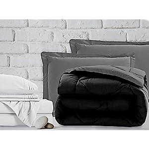 Elegant Comfort 7-Piece Bed-in-a-Bag Comforter & Sheet Set- Luxury 1500 Thread Count 7-Piece Full Size Bed-in-a-Bag, Super Cozy Bed Sheets and Comforter Set, Wrinkle and Stain Resistant, Black/Gray