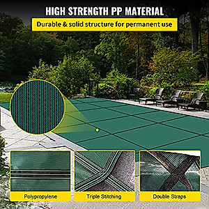 Happybuy Pool Safety Cover Fits 20x40ft Rectangle Inground Safety Pool Cover Green Mesh Solid Pool Safety Cover for Swimming Pool Winter Safety Cover