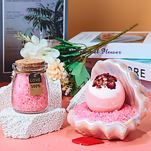 ATOMAKER Gift for Women, Rose Spa Gift Basket for Women, Mom, Wife, Girlfriend, Sister, Her - Relaxing Birthday Gifts, Christmas, Valentine's Day, Mothers Day Gifts, Personalized Tumbler, Heart