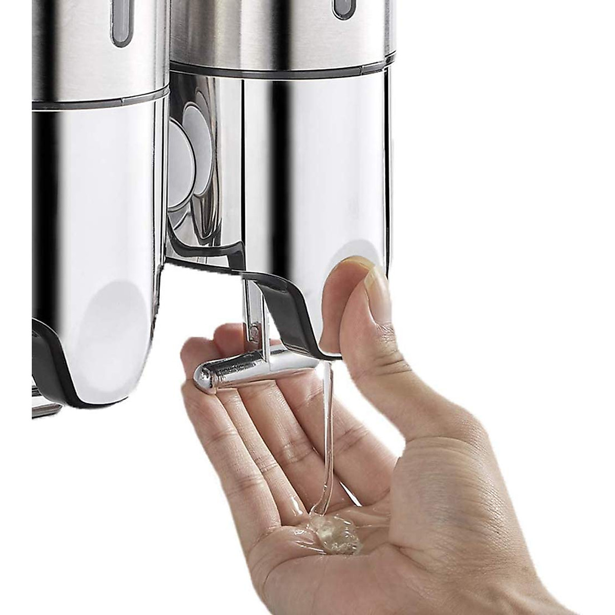 Girl and Cat Soap Dispenser 34 fl.oz. Wall Mount Manual Pump Soap Dispenser Shampoo/Lotion Shower Dispenser (silver-2pack)