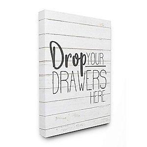 Stupell Industries Drop Your Drawers Bathroom Laundry Black and White Design Decorative Wall Hangings, Multi-Color