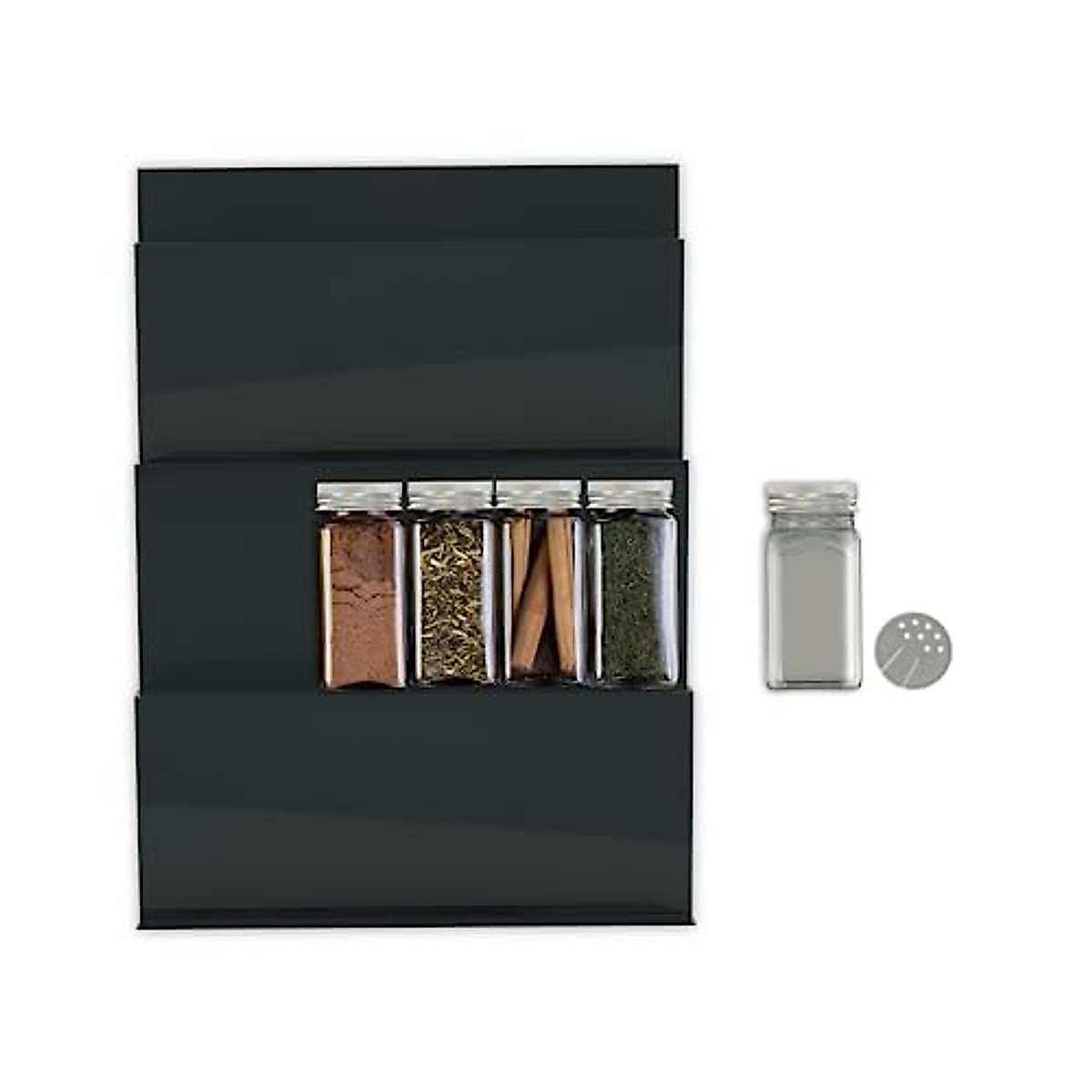 ANROYA - Spice Organizer Set - Spice Drawer Organizer with 4 Spice Racks - Modern Seasoning Organizer - Kitchen Spice Cabinet Drawer Storage