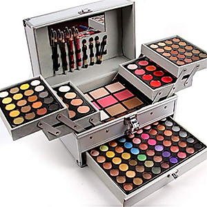 Pure Vie All-in-One Holiday Makeup Gift Set Xmas Essential Starter Bundle Include Eyeshadow Palette Lipgloss Concealer Blush Eyebrow Foundation Face Powder Eyeliner Pencil