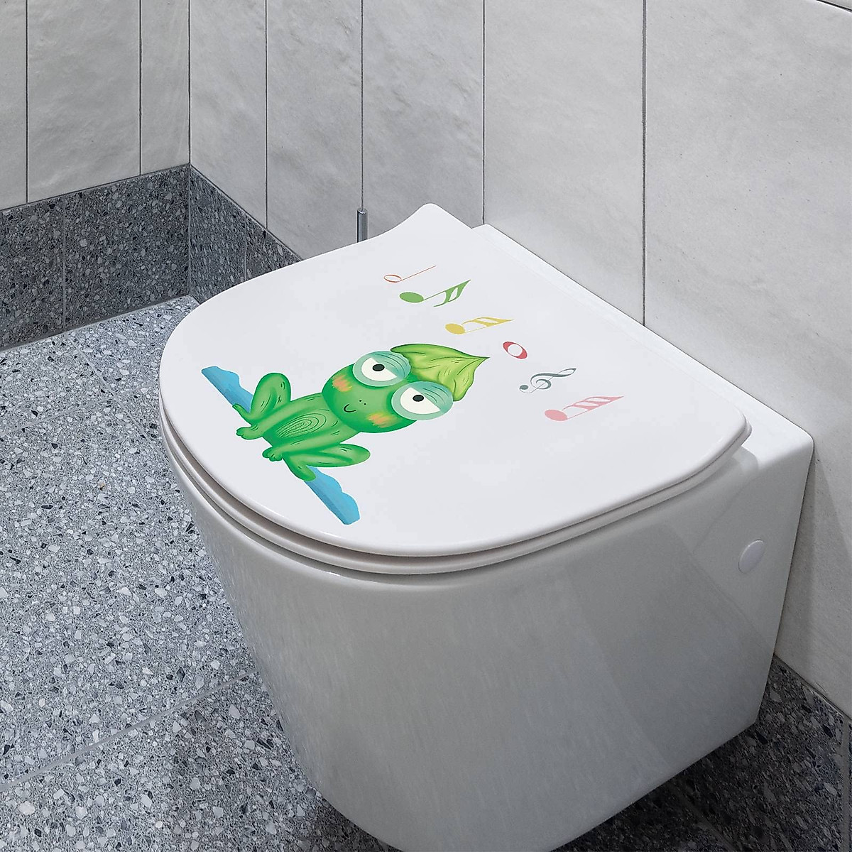 Cute Music Frog Stickers Toilet lid Stickers Wall Decals Animal Wall Stickers for Bedroom Wall Art Mural for Living Room Kids Room Wall Decor