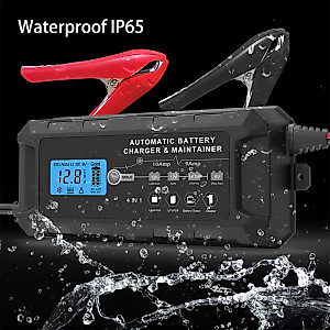 Andeman 10-Amp Automotive Smart Battery Charger, 6V 12V 10A / 14.4V 9A Portable Battery Tender Car Battery Charger, Deep Cycle Battery Maintainer for Car Truck Motorcycle SUV UTV ATV RV Motorboat