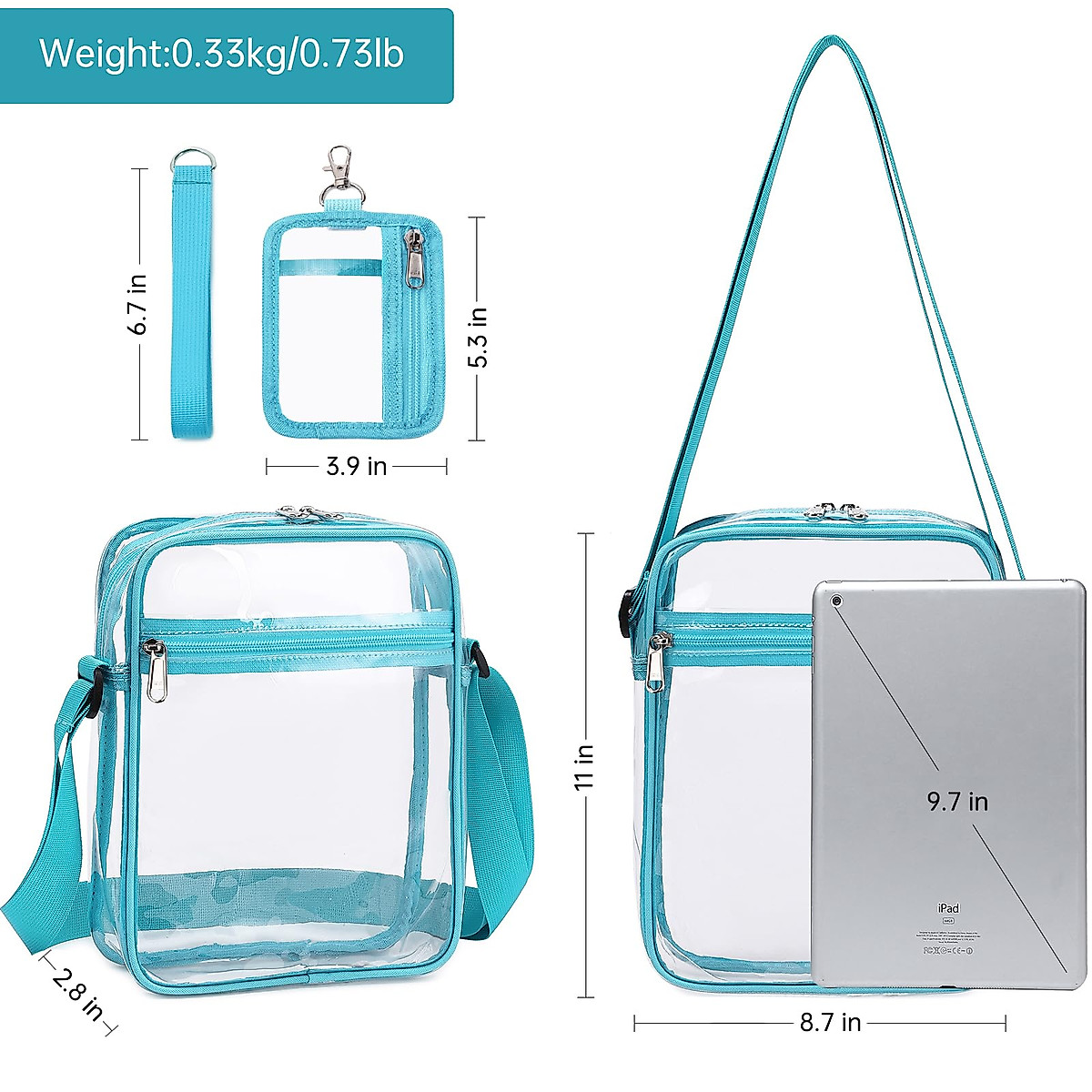 Ryushoyo Men's Messenger Bag with Card Holder, Crossbody Shoulder Bags Travel Bag Man Purse Casual Sling Pack for Work Business Light Blue