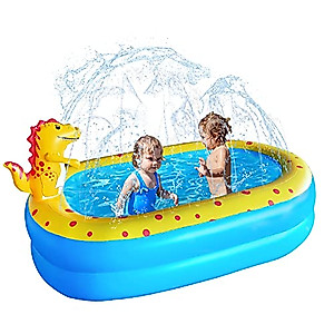 Inflatable Kid Pool, Swimming Pool for Kids with Sprinkler, Funny Blow up Pool 67'' x 41'' x 32'' Full-Sized Family for Backyard, Summer Water Party…