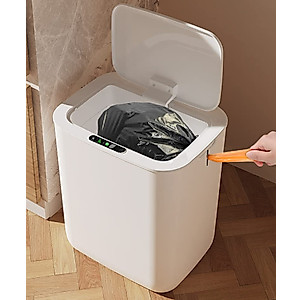 Touchless Bathroom Trash Can with Lids, 4.5 Gallon Automatic Small Garbage Can Motion Sensor Trash Bin, Motion Waste Basket for Toilet, Living Room,Bedroom,Office,Gifts for Women (White)