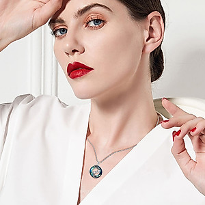 Midir&Etain Giraffe Necklace 925 Sterling Silver Animal Pendant Necklace with Circle Crystal Giraffe Jewelry Gifts for Women for St Patricks Day