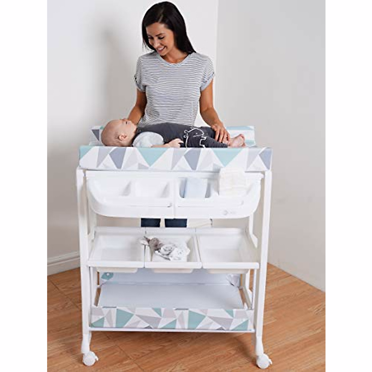 Mychild Peachy Changing Unit with Concealed Bath, Geo Diamond