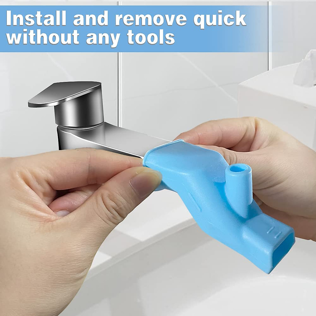 6Pcs Silicone Faucet Extender for Kids,Faucet Connector Kitchen Water Tap Extension,Portable Kitchen Sink Faucet Attachment,Baby Bath Tub Faucet Cover Bathroom Accessories