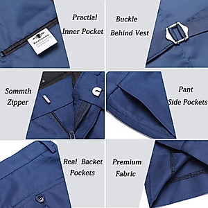 COOFANDY Mens Suits 3 Piece Casual Suit Jacket Regular Fit Tuxedo Set for Wedding Dinner Prom Navy Blue