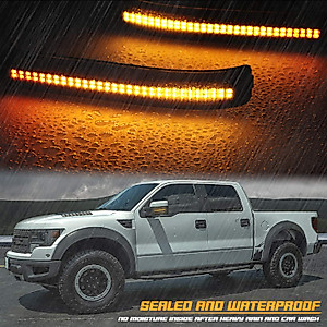 RUXIFEY Sequential LED Side Mirror Reflector Lights Smoked Lens Compatible with Ford F150 2009 to 2014