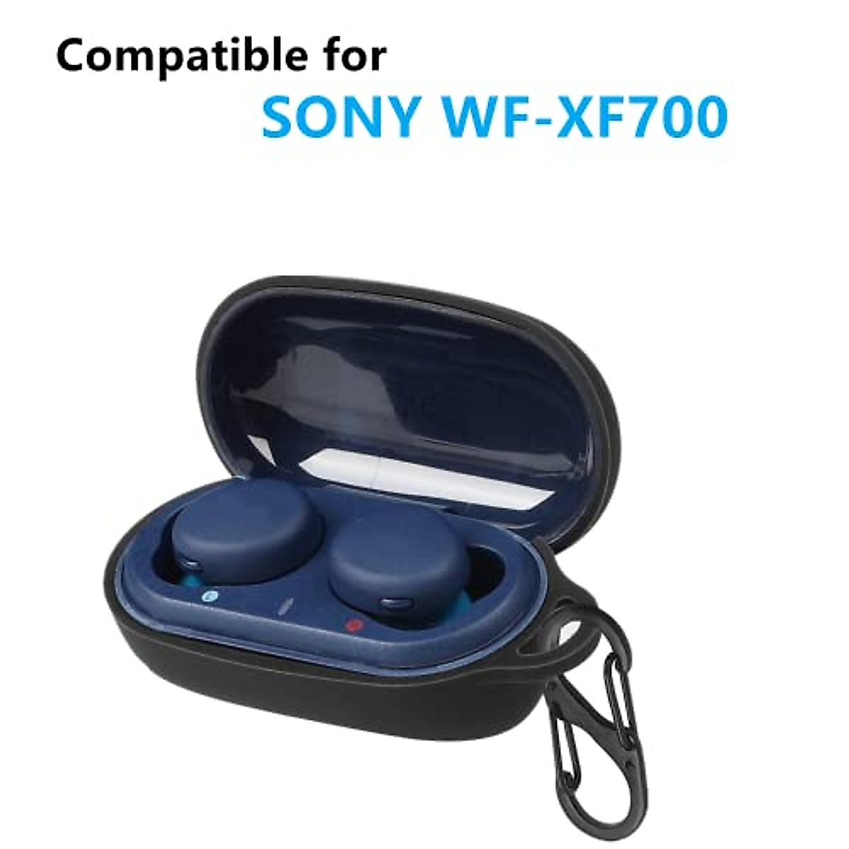 Haotop Case Compatible with Sony WF-XB700,Soft Silicone Shockproof Protective Case Cover (Dark Black)