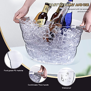 6 Pieces Large Ice Buckets for Cocktail Bars 12 Liter Champagne Cooler Wine Chiller Beer Bottle Baskets Clear Plastic Drink Beverage Tubs for Parties Oval Storage Bin Tubs for Mimosa Bar Supplies