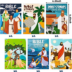 Haooryx Christian Bible Stories Coloring Books 24PCS Mini Booklets Crafts for Kids DIY Art Drawing Book with Jesus Angels Church Fun Holiday Presents Classroom Games Prizes Party Bag Fillers