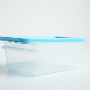 Unica Food Storage Container with Airtight Lid, Stackable Storage Boxes for Cereal, Snacks, BPA-Free, Microwave, Dishwasher & Freezer Safe, Set of 3, Blue, 14 oz, 3.72x3.72x2.04 in
