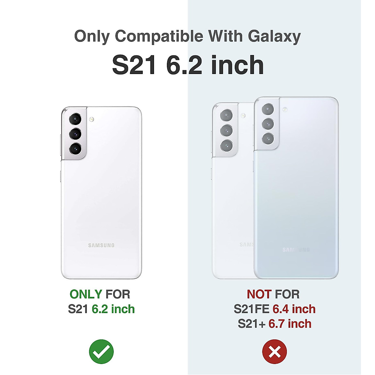 SURITCH for Samsung Galaxy S21 Case 6.2 Inch (Only), (2 Front Frames) Full-Body Heavy Duty Rugged Shockproof Phone Cover with Built-in Screen Protector, Dark Purple