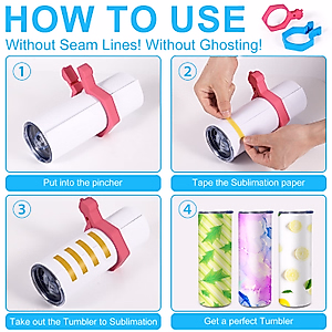 2 Pack Sublimation Tumblers Pinch Tool, Silicone Cup Clip for 20 Oz Sublimation Blanks Tumblers Skinny Straight Pinch Tumbler Clamp Grip Tool for Sublimation Paper and Tumblers (Blue, Pink)