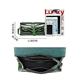 PIJUSHI Womens Designer Leaf Clutch Purse Leather Shoulder Crossbody Bag for Women (22290 Green)