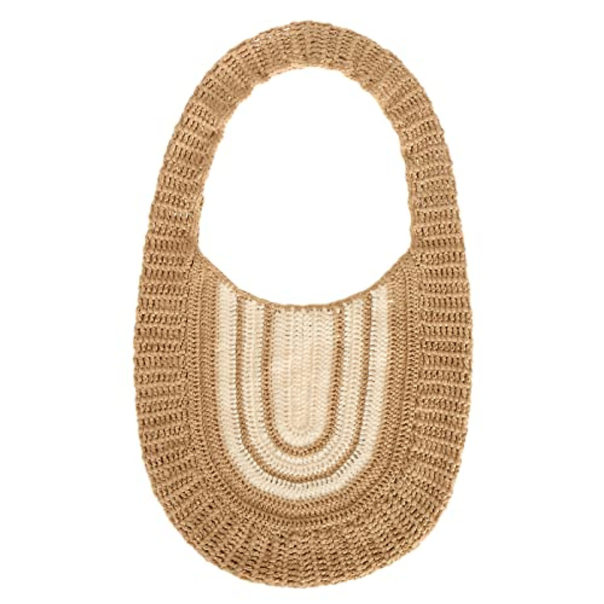 So'each Women's Handmade Circular Stripe Color Blocking knitting Tote Shoulder Bag Khaki