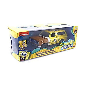 Jada Toys Spongebob Squarepants 1:32 1980 Chevy Blazer K5 Die-cast Car and 1.65" Spongebob Figure, Toys for Kids and Adults, 31798 , Yellow