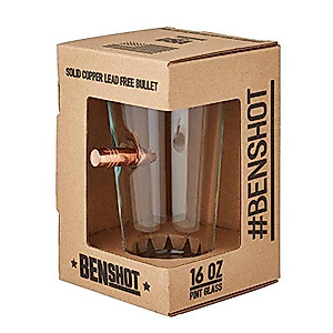 BenShot Pint Glass with Real 0.50BMG Bullet - 16oz | Made in the USA