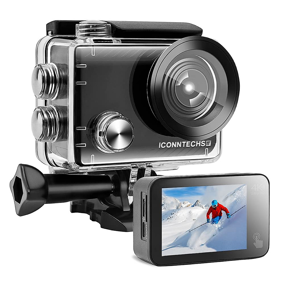 ICONNTECHS IT Action Camera Native 4K 60fps 20MP Touch Screen WiFi EIS Stabilization Waterproof Sports Action Cam 170 Degree Wide Viewing Angle Helmet Cameras Underwater Camcorder