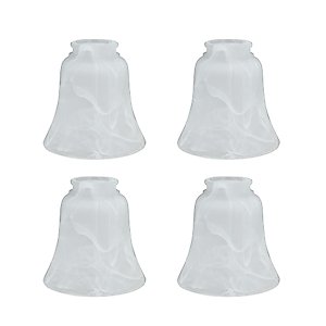 Aspen Creative 23030-4A Transitional Alabaster Bell Shape Ceiling Fan Glass Shade 2-1/8" Fitter, 4-3/4" D x 4-3/4" H, 4 Pack