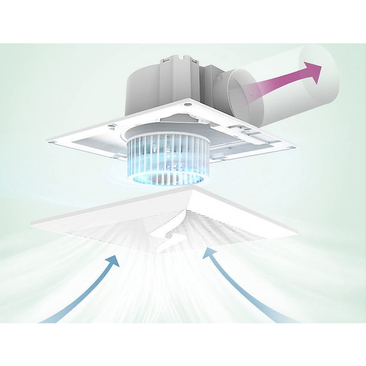 Nalle Ventilation Fan Ceiling Bathroom Exhaust Fan Extractor Fan (No Attic Access Required) (120 CFM 1.2 Sones) （Style B）