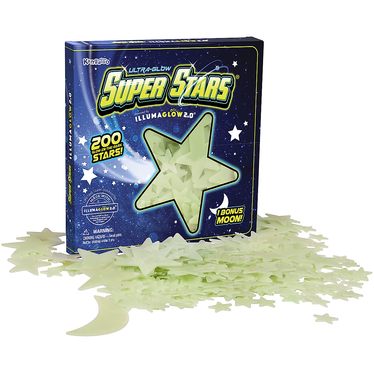 Glow in The Dark Stars; 200 Count w/ Bonus Moon, Includes Installation Putty for All of Your Glow in The Dark Stars for Ceiling, Stocking Stuffers for Kids, Baby Nursery