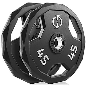 Philosophy Gym Set of 2 Rubber Coated 2-inch Olympic Grip Weight Plates (45 LB Each) for Weightlifting