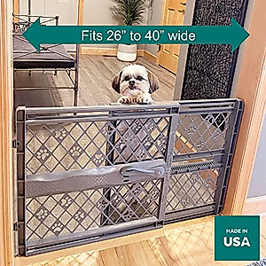 MYPET North States 40” Paws Portable Pet Gate: Made in USA, Expands & Locks in Place with No Tools. Pressure Mount. Fits 26"-40" Wide (23" Tall, Fieldstone)