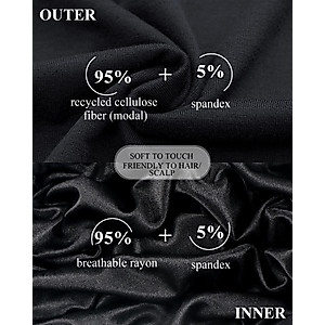 YI HENG MEI Satin Lined Halo Turban for Men Women Vintage Head Wraps Beanies Sleep Cap Black Turban Durag for Locs Dreadlocks Hair Loss, 1PCS