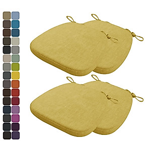 Kimgull Chair Cushions with Ties, Non Slip Chair Pads Set of 4, Thickened Breathable Cover Detachable Seat Cushion, for Kitchen Dining Living Room Office Chair (17x15.7x2In Yellow)