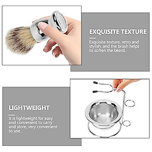Beavorty 1 Set Beard Brush Holder Shaving Cream Cup Hair Shave Brush Shaving Foam Bowl Shaving Razor Holder Mens Grooming Kit Beard Brush for Men Storage Rack Metal Travel Stainless Steel