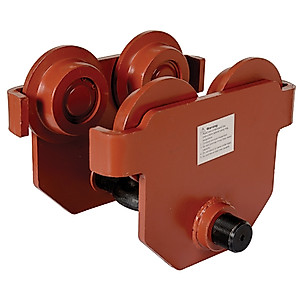 Vestil E-MT-6 Steel Low Profile Eye Manual Push Trolley, 6000 lbs Capacity, 3"- 8-5/8" I-Beam Flange, 3-3/8" Headroom