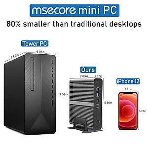msecore Mini Desktop PC/HTPC, i7-1065G7 (up to 3.90GHz) Computer, 16G DDR4| 256G SSD, 2*HDMI, Support 4K, Dual Monitor, Dual NIC, Windows 11 Pro