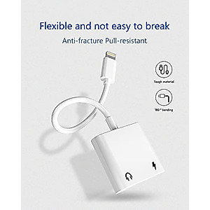 [Apple MFi Certified] Headphone Adapter for iPhone，2 in 1 Lightning to 3.5mm Aux Audio Dongle Headphone Accessories Compatible with iPhone 14/13/XR/X 8 7/iPad Audio Earphone Adapter for All iOS System