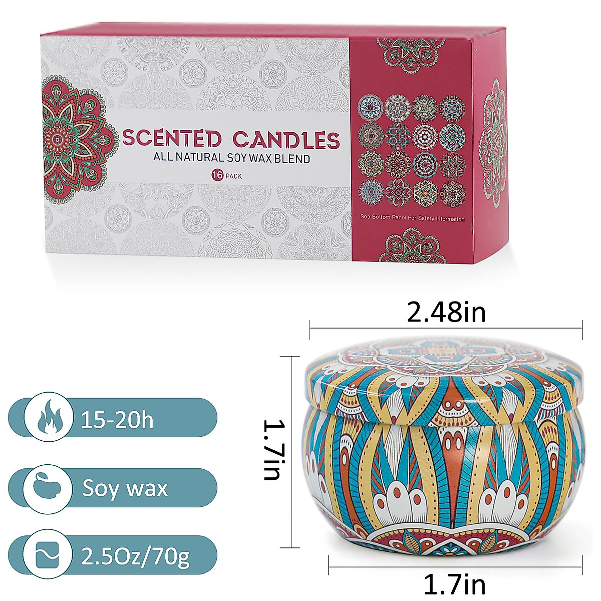 16 Pack Scented Candles Gifts Set for Women, Aromatherapy Candles for Home Scented, 40 OZ 320 Hour Long Lasting Lavender Candle, Soy Scented Candles are Suitable as Gifts for Family and Friends