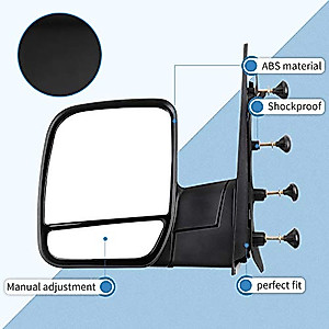 ECCPP Driver Side Mirrors, Left Rear View Mirrors fit 2003-2013 For Ford E-150 E-250 2004-2013 For Ford E-350 E-450 Super Duty E-450 Econoline Black Manual Folding