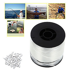 Healifty Fishing Line Nylon Fishing String Wire Strands Fishing Line Wire Leader Elastic Thread with 60 Aluminum Tackle for Fishing Lover 200M White