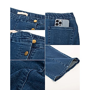 Belle Poque Womens Flare Jeans High Waisted Wide Leg Baggy Jean for Women Stretch Denim Pants Size 8 Size 10 Light Blue