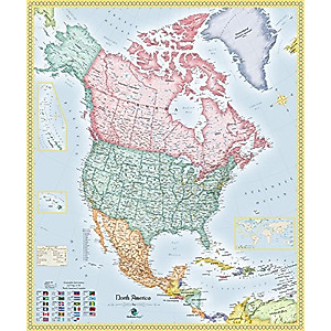 Gifts Delight Laminated 24x28 Poster: Political Map - North America Political Wall Map